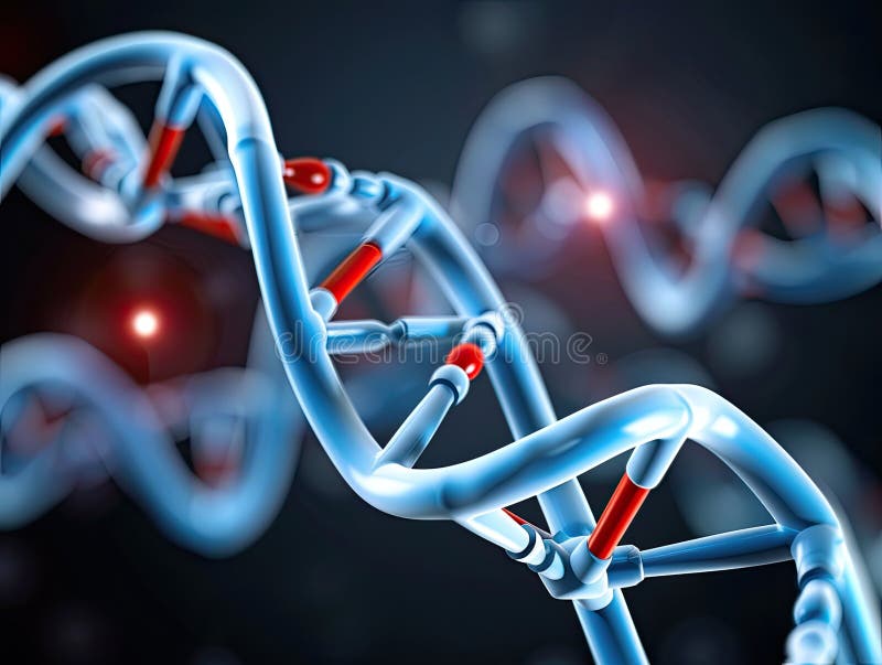 Close-up Illustration of DNA Double Helix Structure, Showing Gene ...