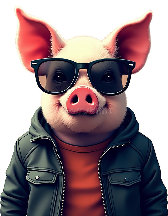 Cool Pig in Aviator Sunglasses Stock Illustration - Illustration of ...
