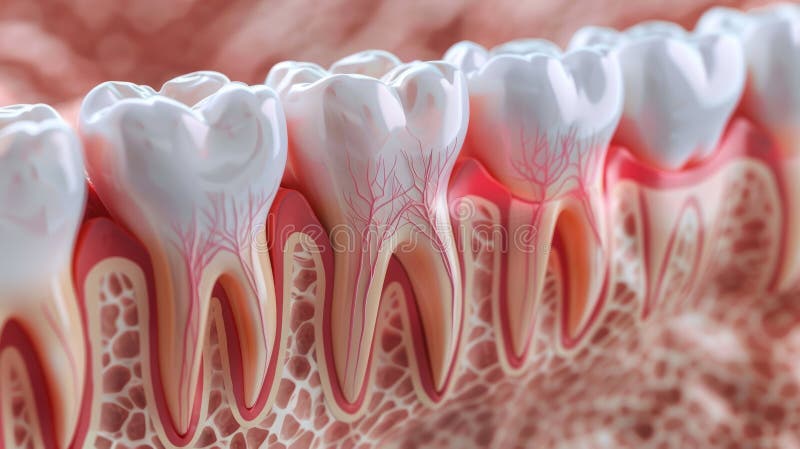 Close-up Illustration of Healthy Human Teeth and Gums Stock ...