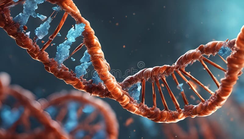 Close Up Illustration of a Nucleic Acid Double Helix with Connected ...
