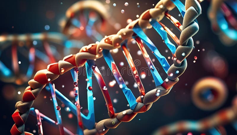 Close Up Illustration of a Nucleic Acid Double Helix with Connected ...