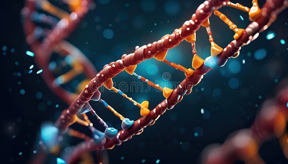 Close Up Illustration of a Nucleic Acid Double Helix with Connected ...