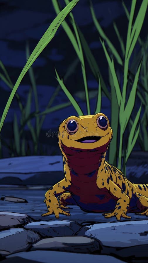 Golden Toad Portrait stock illustration. Illustration of night - 385213450