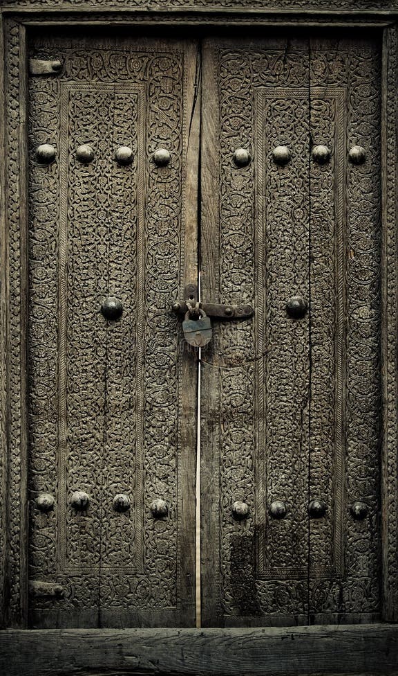 Close-up Image of Ancient Doors Stock Photo - Image of entering ...