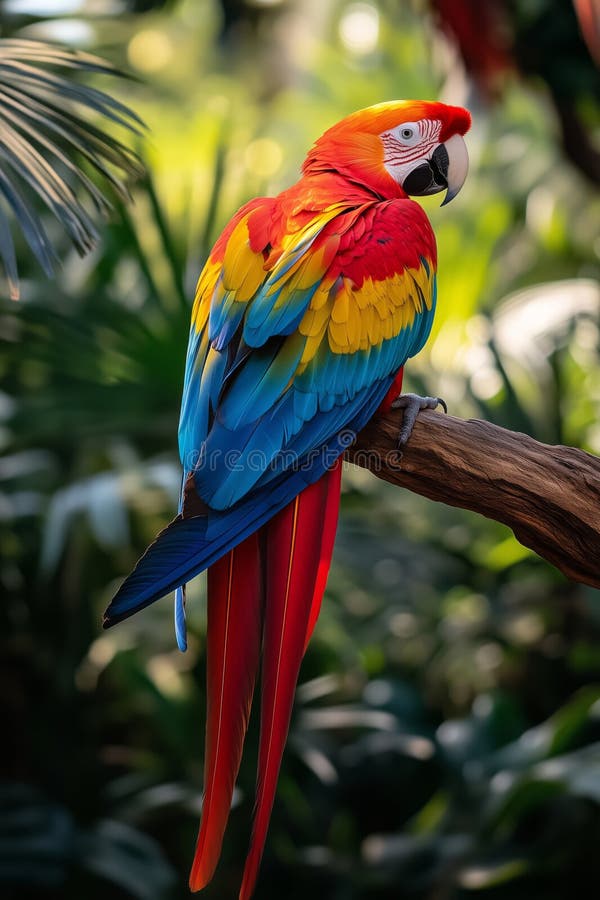 Close-up Image of an Ara Parrot on a Tropical Tree Branch in the ...
