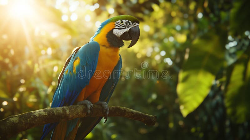 Close-up Image of an Ara Parrot on a Tropical Tree Branch in the ...