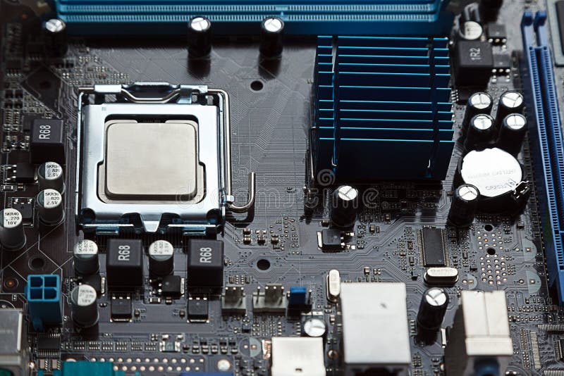 Close-up Image of the Back Part of Computer`s Motherboard Stock Image ...