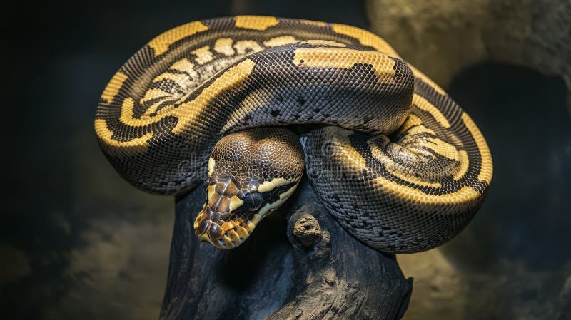 Close-up of a Ball Python stock photo. Image of yellow - 334646136