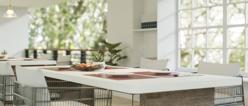 Close-up Image of a Beautiful White Dining Table in a Beautiful Luxury ...