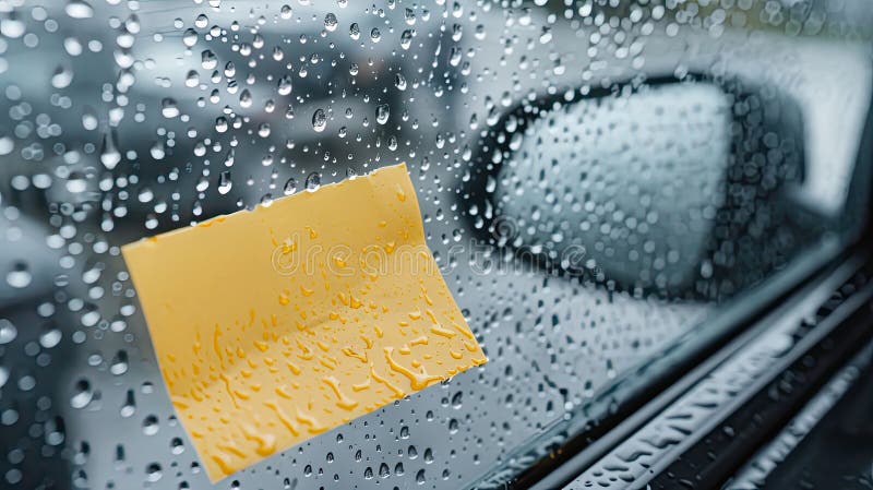 A Close-up Image of a Black Car with a Yellow Note Stuck on the ...