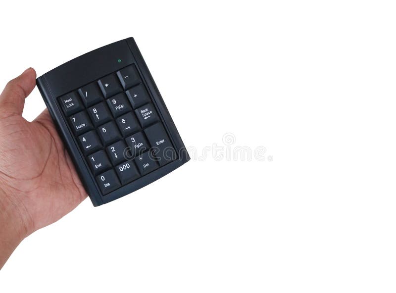 Close-up Image of a Black Numeric Keypad Held by a Man S Hand. Stock ...