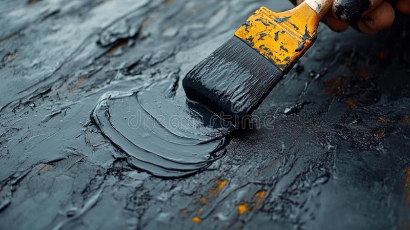 Black Paint Spread on a Surface with a Brush Stock Illustration ...
