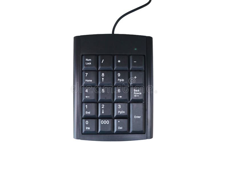 A Close-up Image of a Black Wired Numeric Keypad Featuring Number Keys ...