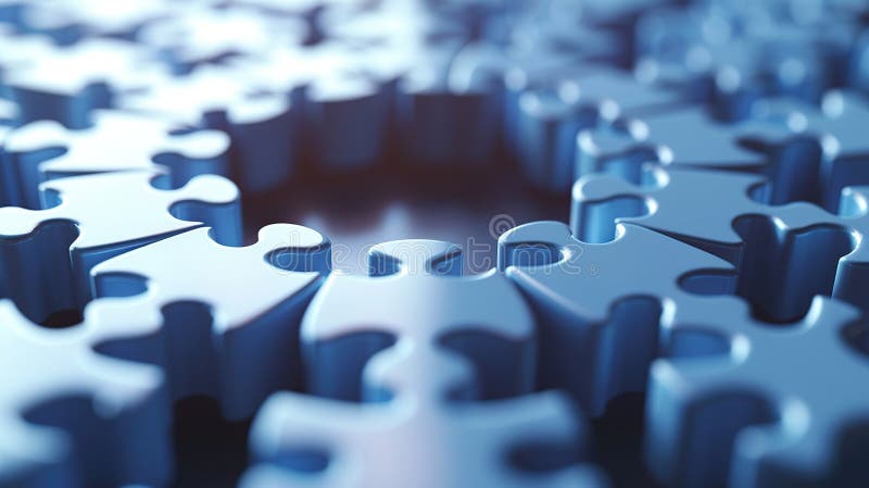 Blue Puzzle Pieces Forming a Circle Stock Illustration - Illustration ...