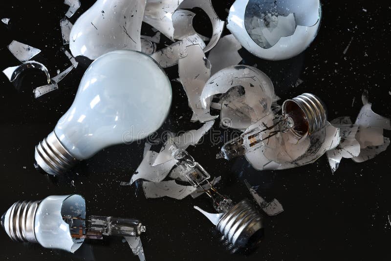 Broken Light Bulb Close Up stock photo. Image of equipment - 141516586