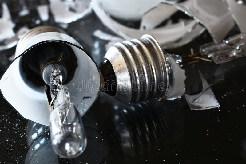 Broken Light Bulb Close Up stock image. Image of white - 141516661