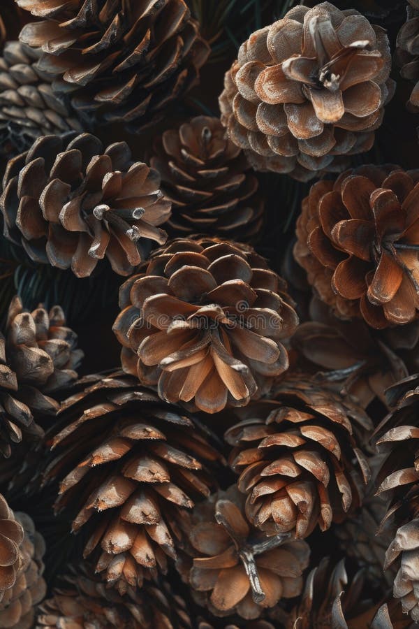 A Close Up Image of a Bunch of Pine Cones, Perfect for Nature or Winter ...