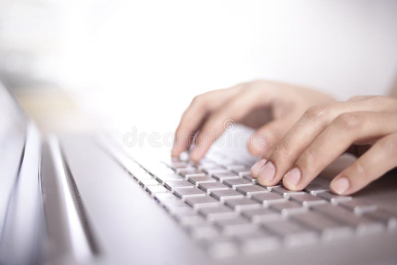 Typing on Notebook stock photo. Image of browsing, computer - 150183084