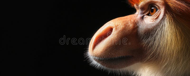 Close-up Profile of a Proboscis Monkey Showcasing Its Unique Nose and ...