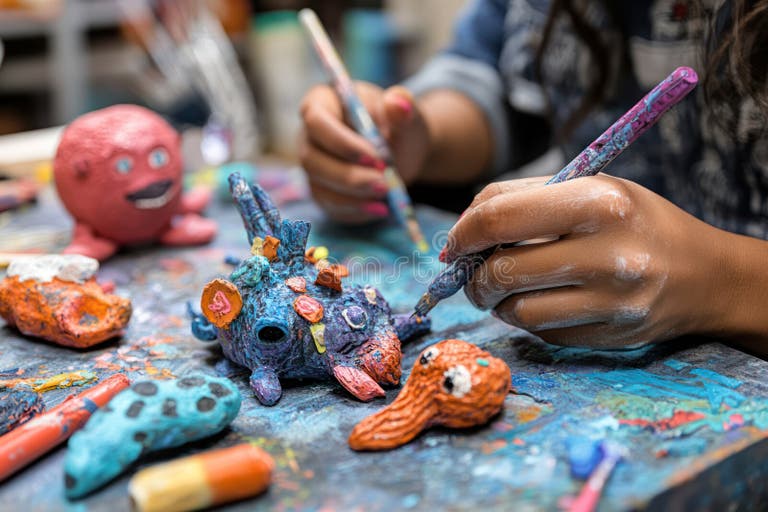 Close-up of Hands Creating Stop-motion Animation with Unique Materials ...