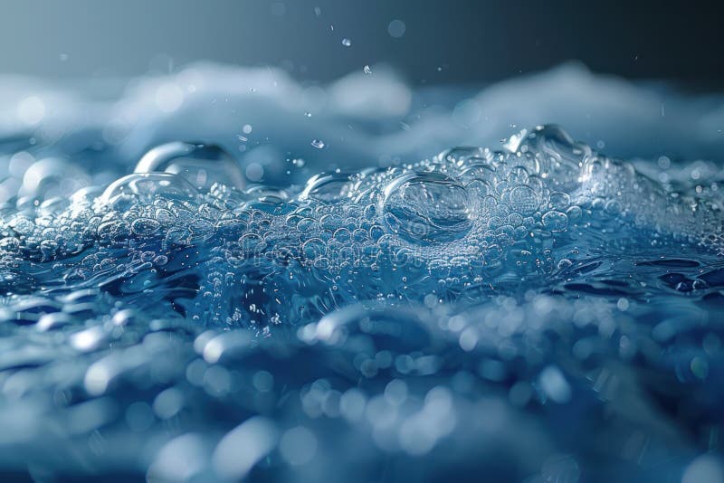 Enriched Blue Mineral Water with Oxygen Bubbles - Close Up Stock ...