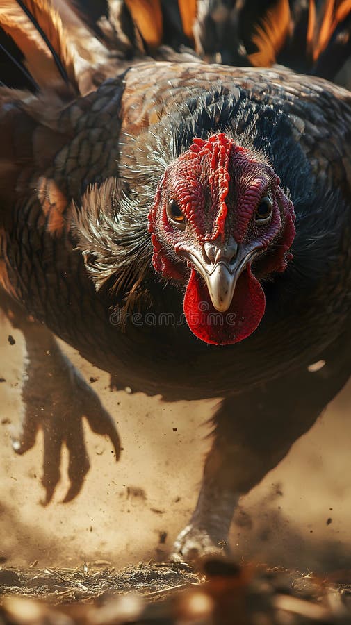 Close-up of a Turkey Charging Forward in the Wild, Showcasing ...