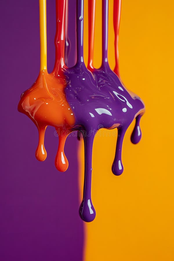 Close-Up of Melted Liquid Blobs in Bold Orange and Purple Hues Against ...