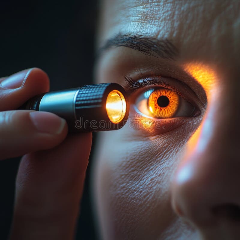 Close-Up of Eye with Light Reflection at Night Stock Illustration ...