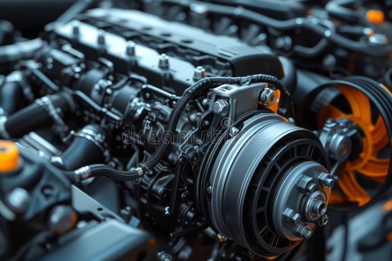 Close-up Image of a Car Engine. Modern Automobile Internal Combustion ...