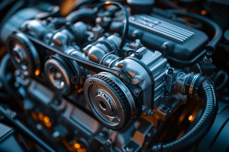 Close-up Image of a Car Engine. Modern Automobile Internal Combustion ...