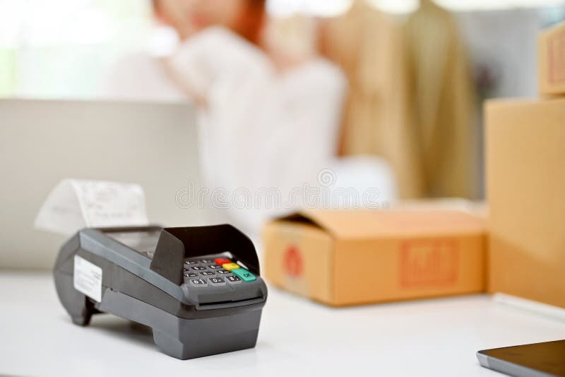 Close-up Image of a Card Reader Machine or POS Terminal Machine on a ...