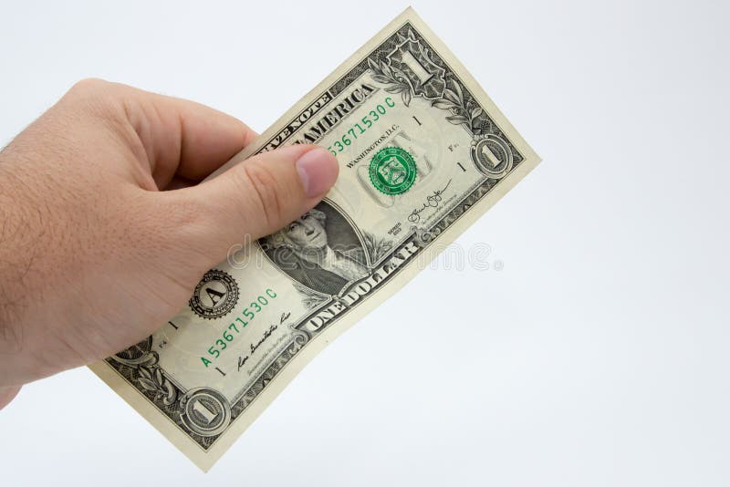 An a Close Up Image of a Caucasian Male Hand Holding a One DollarUSA ...