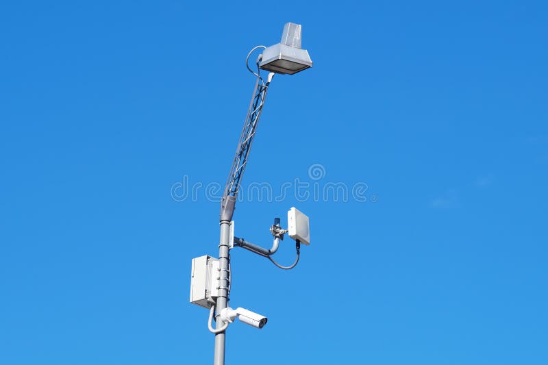 Close Up Image of CCTV Security Camera Fixed on a Pole Metalic . Stock ...