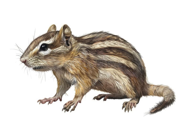 A Close-up Image of a Chipmunk Sitting on a White Background, Looking ...