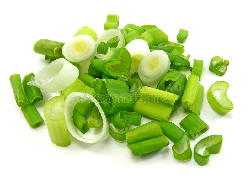 A Close Up Image of Chopped Spring Onions on a Whi Stock Image - Image ...