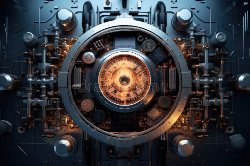 A Close-up Image of a Clock that is Situated Inside a Machine. this ...