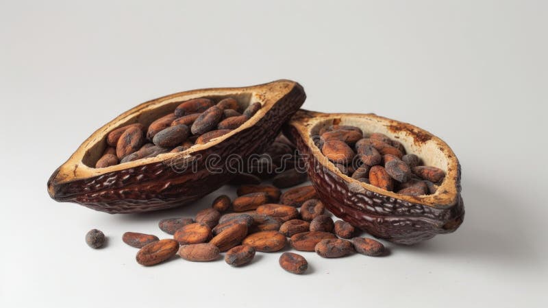 Close-up Image of Cocoa Bean Pod Stock Illustration - Illustration of ...