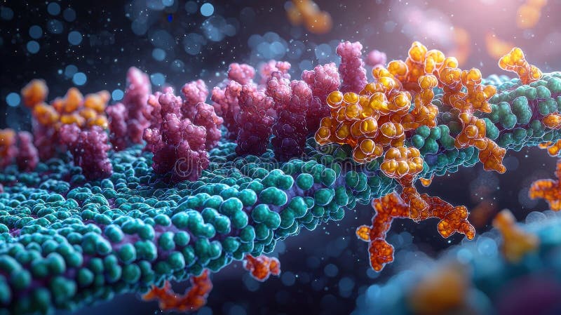 Close Up Image of a Colorful Cell Structure with Various Colored Cells ...