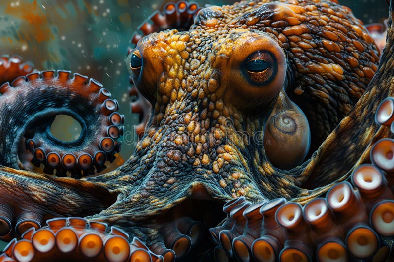 Close-up Image of a Colorful Octopus Showcasing Its Detailed Textures ...