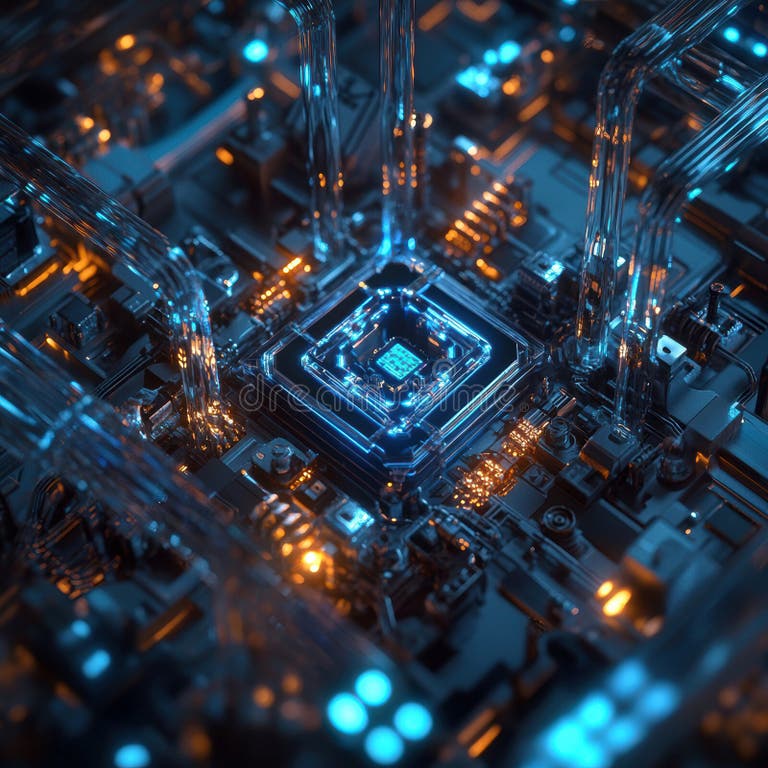 Close-up Image of a Complex Electronic Circuit Board, Featuring a ...
