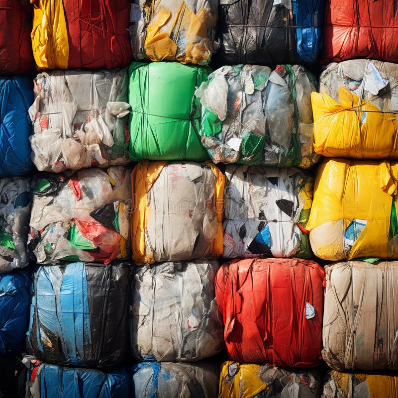 A Close-up Image of Compressed Trash Bales Ready for Transportation at ...