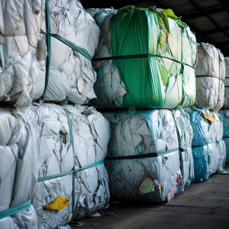 A Close-up Image of Compressed Trash Bales Ready for Transportation at ...