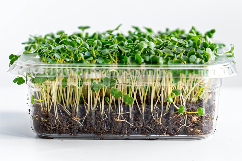 A Close-up Image of a Container of Fresh Microgreens, with Visible ...