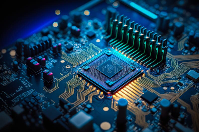 Close Up Image of Cpu Chip on Computer Motherboard. Generative AI Stock ...
