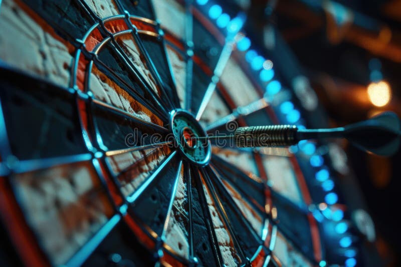 A Close-up Image of a Dart Stuck in a Dart Board Stock Image - Image of ...