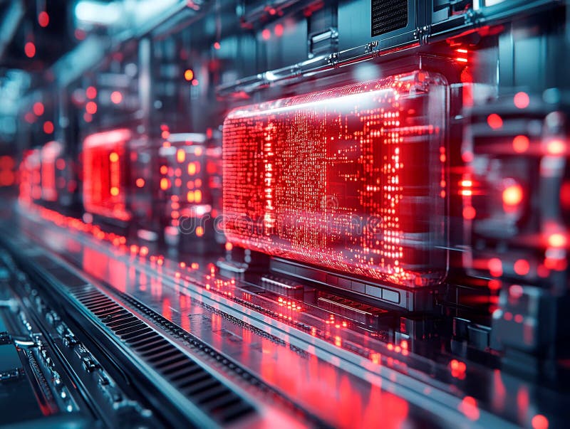 Close-up Image of a Data Center Interior with Active Server Modules ...