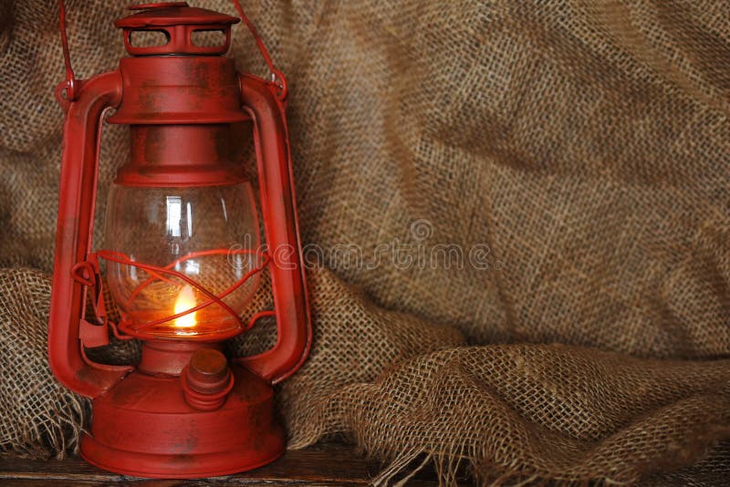 Old Red Lantern stock image. Image of burlap, detail - 137892229