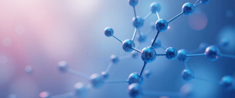 Detailed Molecular Structure, Blue Atom Connections, Bright Background ...