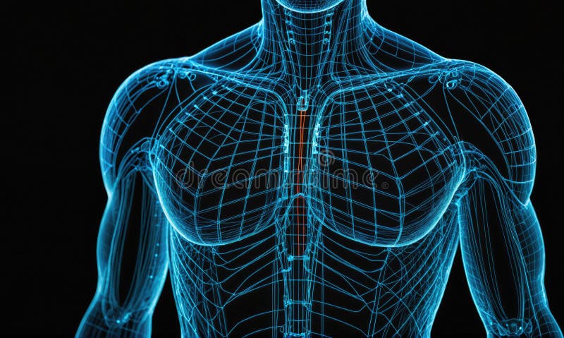 A Wireframe Model of a Human Torso, with Emphasis on the Chest Stock ...