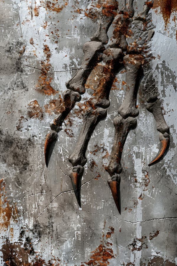 A Close-up Image of a Dinosaur Claw Fossilized on a Wall Stock Image ...
